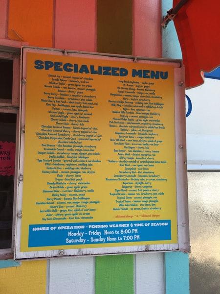 Menu at The Snowball Stand At Kendall's desserts, Clarksville