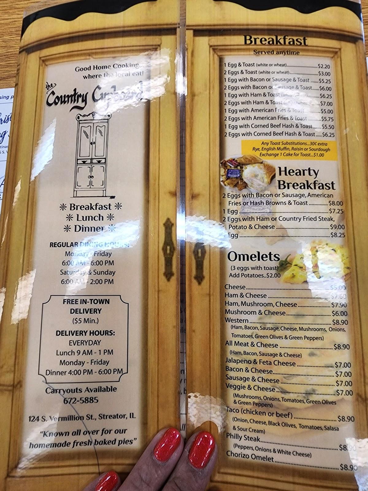 Menu at Country Cupboard restaurant, Streator, 124 S Vermillion St