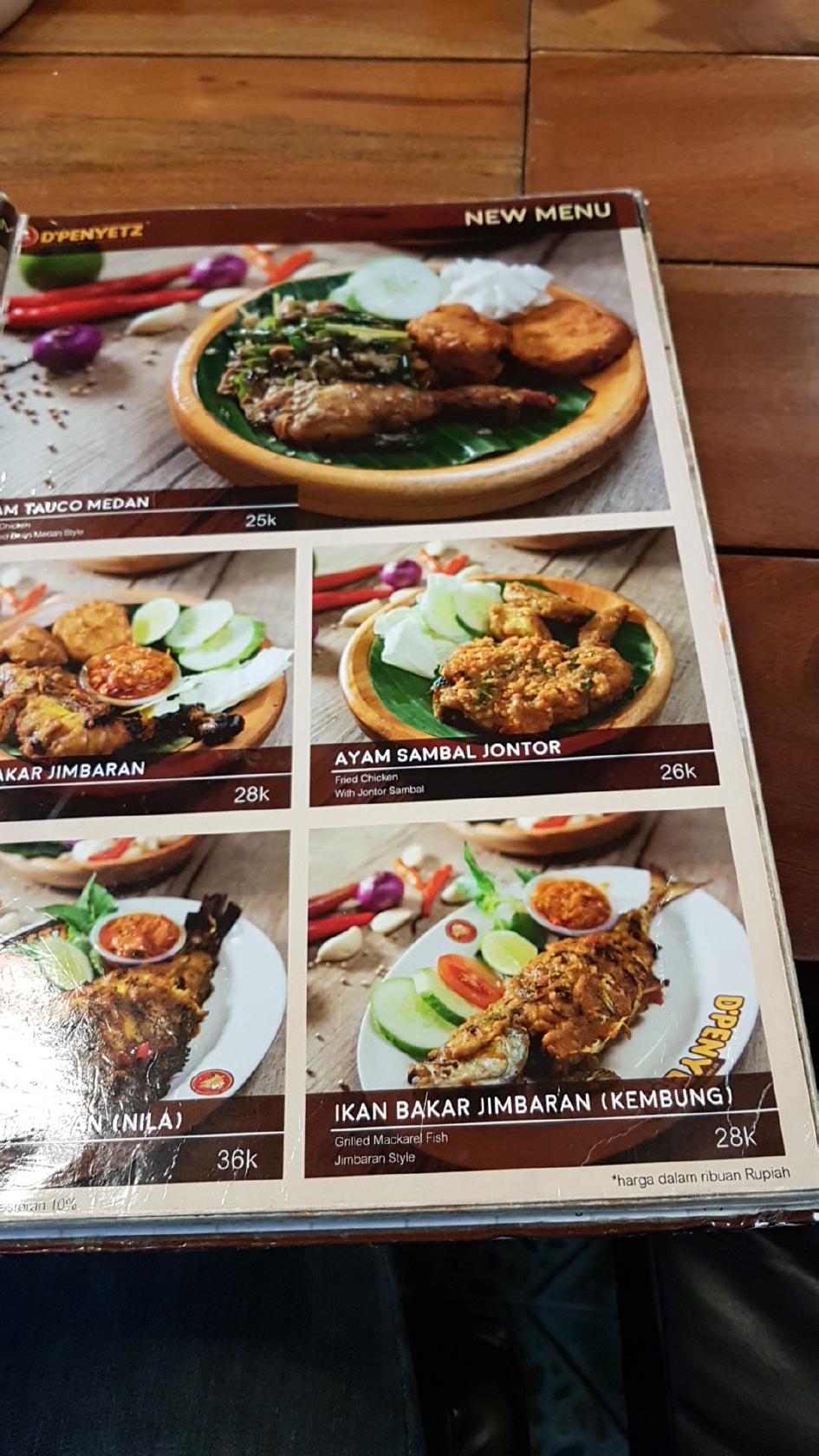Menu at D'Penyetz restaurant, Batam, BCS Mall