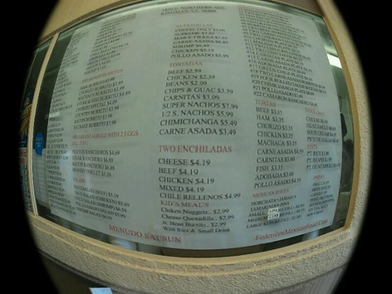 Menu at Frey's Mexican Food restaurant, Kingman, E Northern Ave