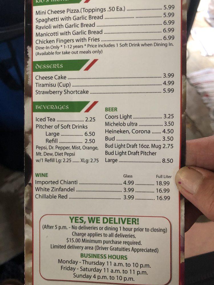 Menu at Paisano's Pizza 'N Pasta pizzeria, Orlando