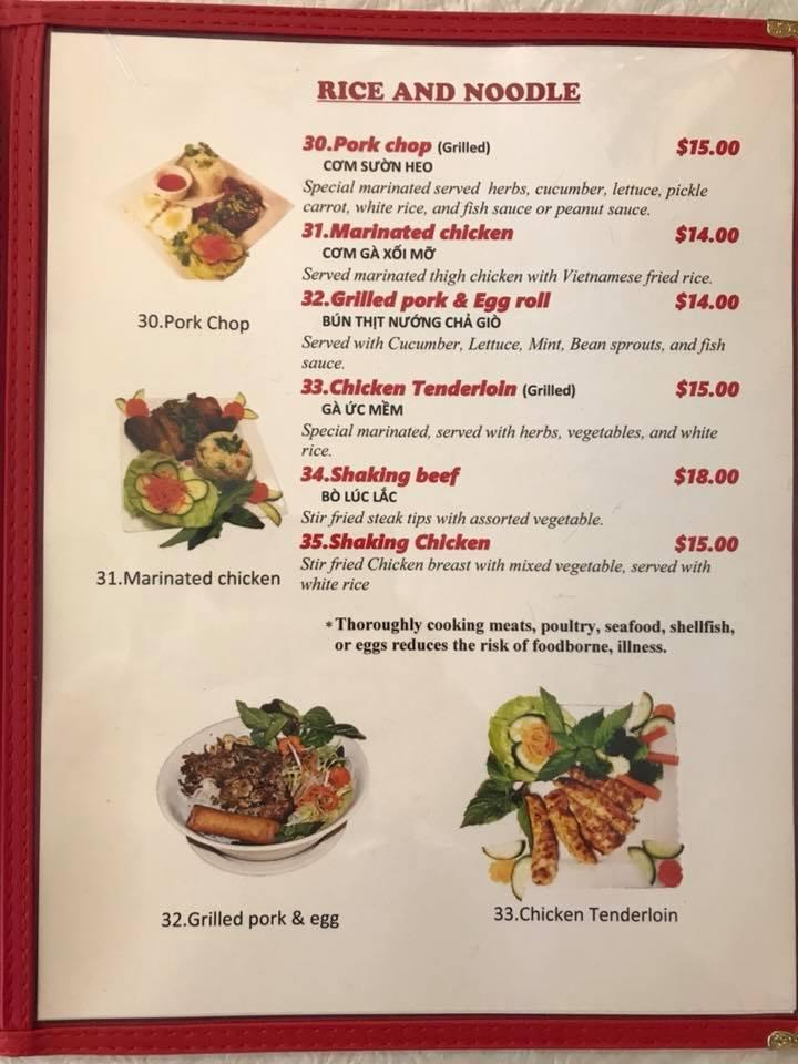 Menu at Pho 99 restaurant, Fort Myers