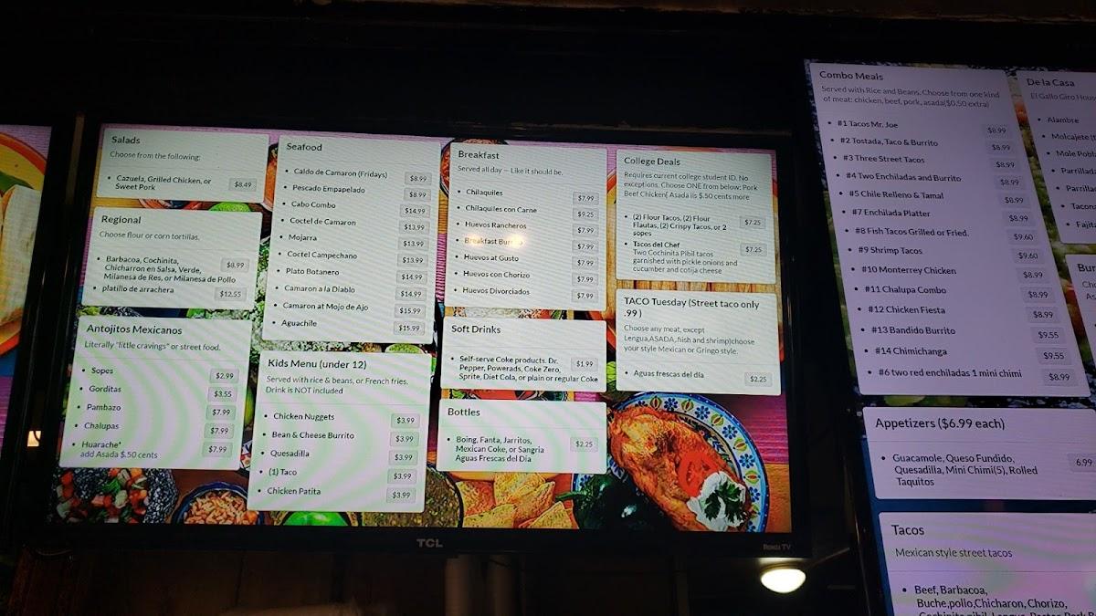 Menu at El Gallo Giro restaurant, Provo, 346n N University Ave