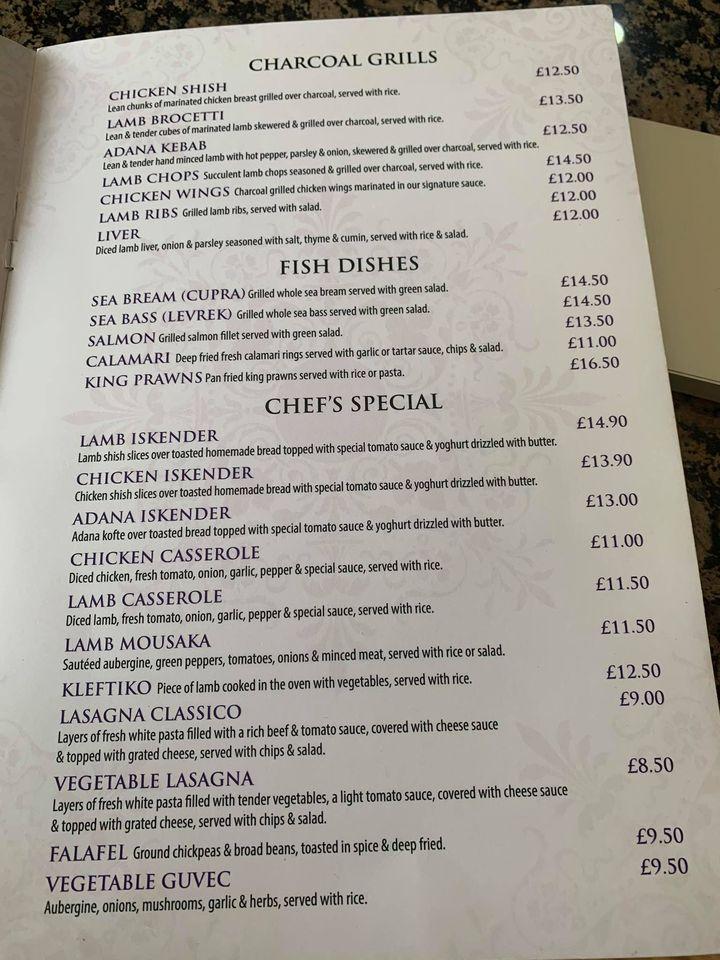 Menu at Izzi cafe, Canvey Island