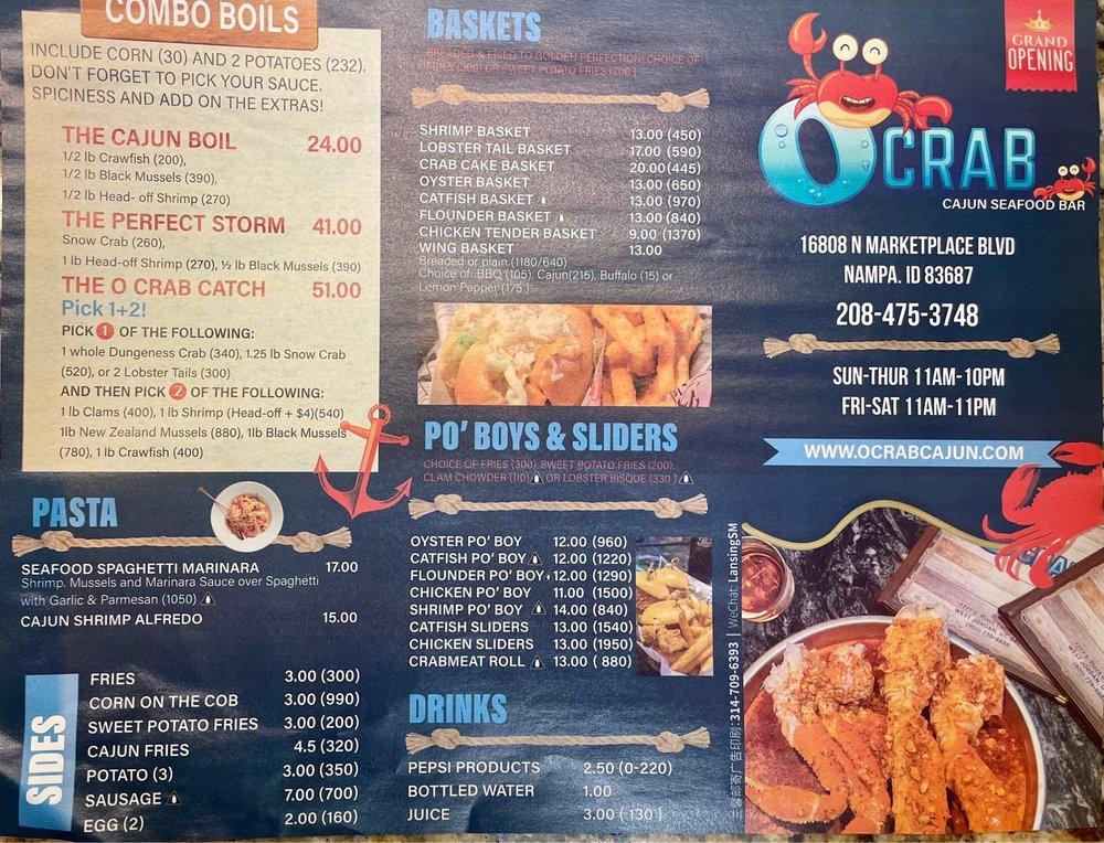 Menu at O Crab pub & bar, Nampa