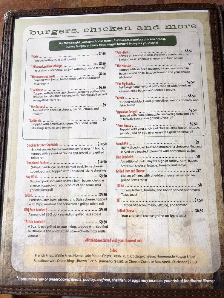 Menu at The Outpost pub & bar, Sherwood