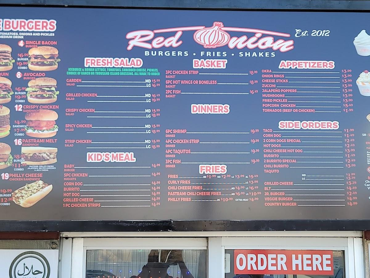 Menu at Red Onion Hamburger restaurant, Porterville, 460 N Main St
