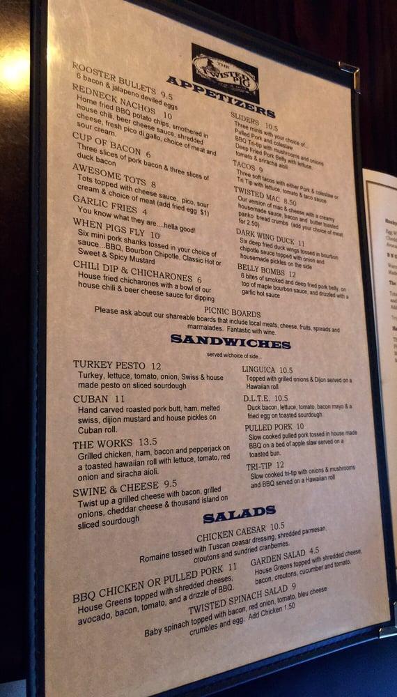 Menu at The Twisted Pig Bar and Grill, Modesto