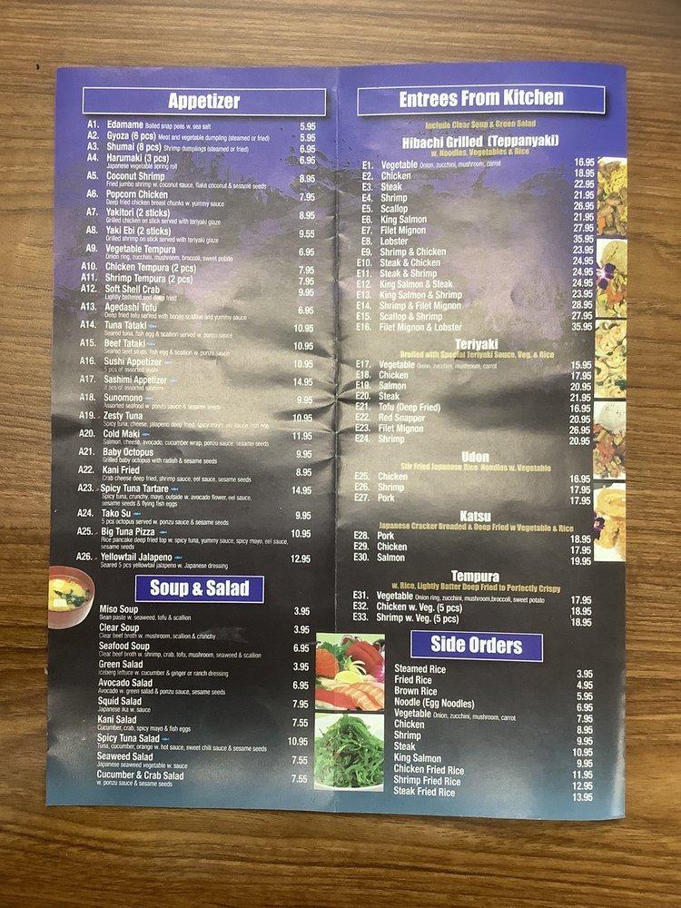 Menu at Big Tuna Japanese Cuisine restaurant, New Berlin