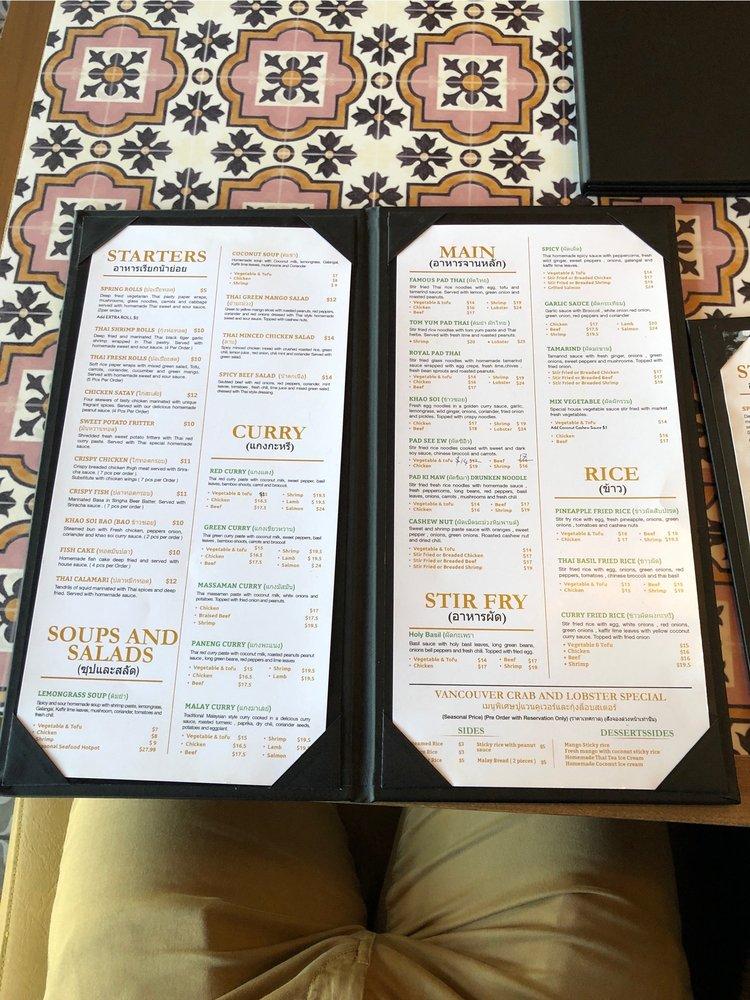 Menu at Chiang Rai Thai Kitchen and Bar, Markham