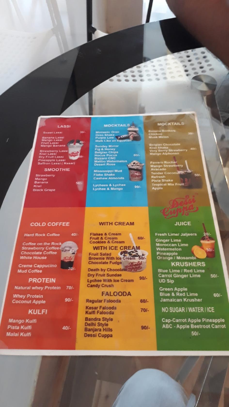 Menu at Dessi Cuppa, Pattambi