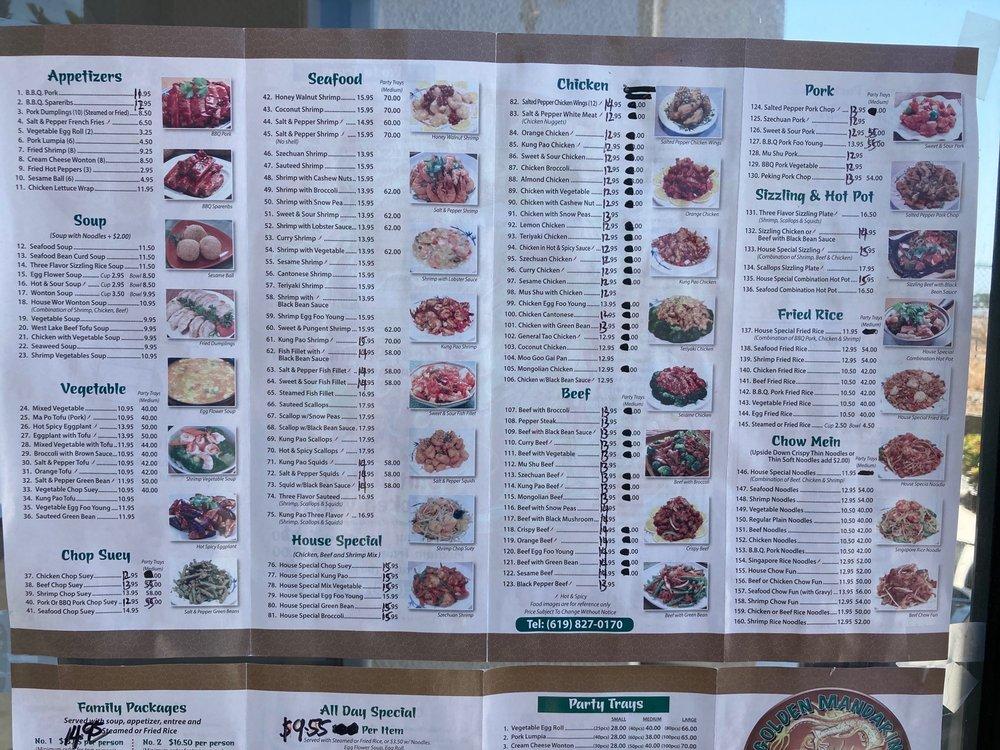 Menu at Golden Mandarin restaurant, Chula Vista