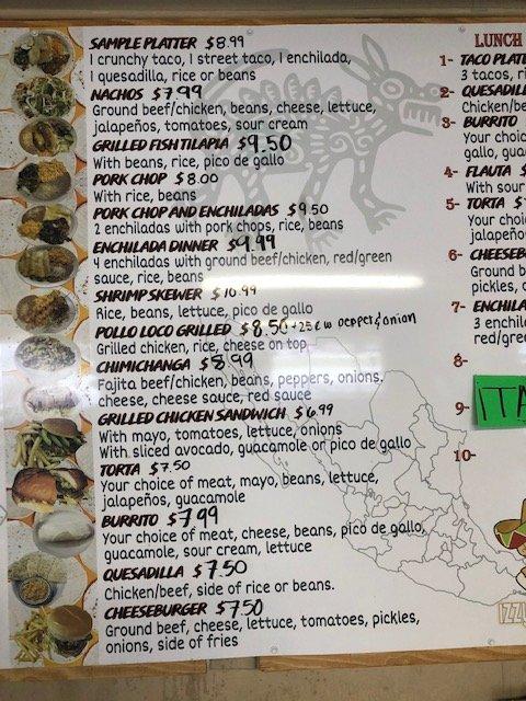 Menu at Izzys Mexican Flat Grill restaurant, Catoosa