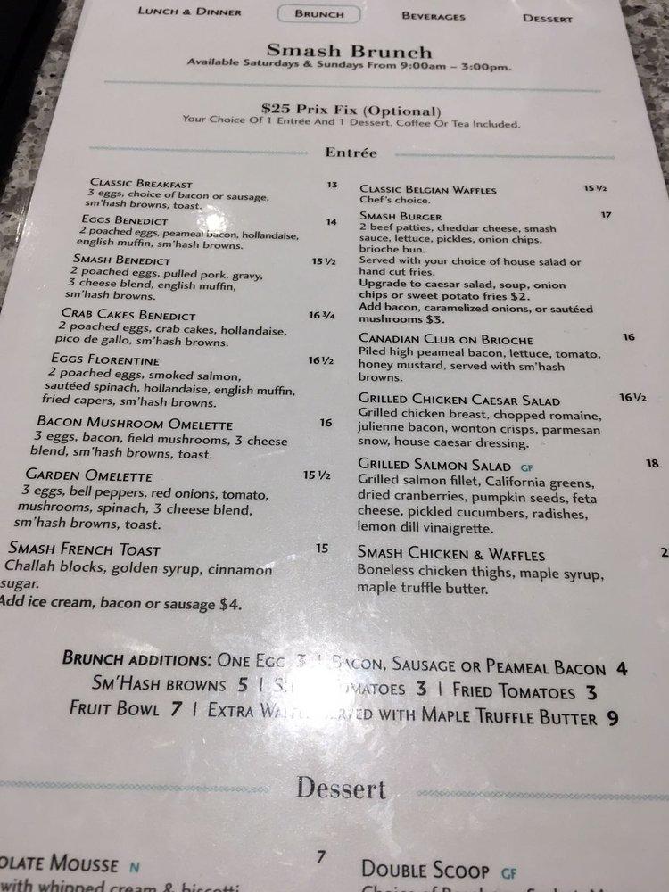 Menu at Smash Kitchen and Bar, Markham