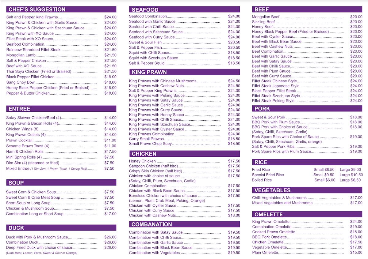 Menu at Welcome Chinese Restaurant Bomaderry, Bomaderry