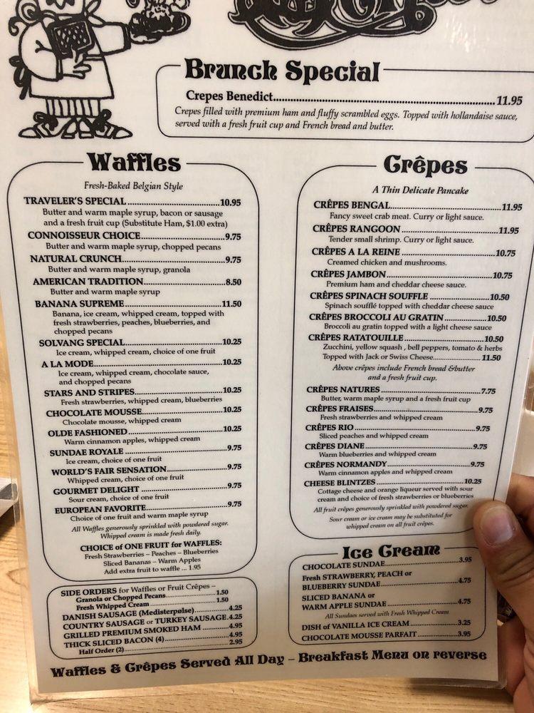 Menu at Belgian Cafe, Solvang