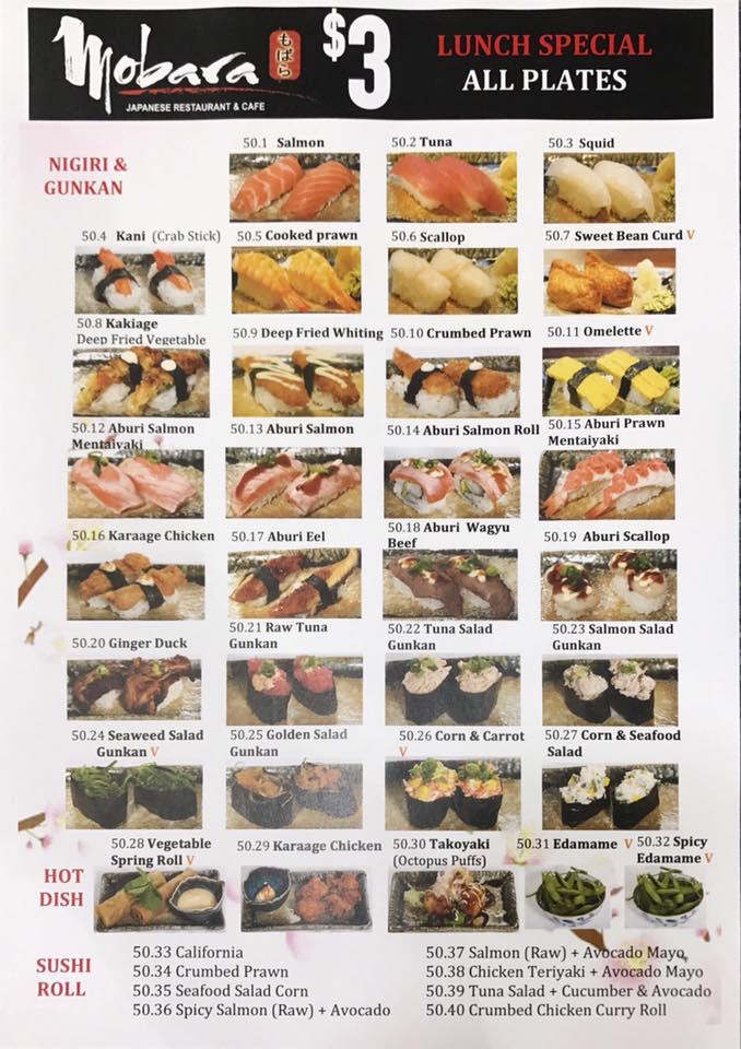Menu at Mobara Japanese and Ipho Vietnamese Restaurants, Salisbury