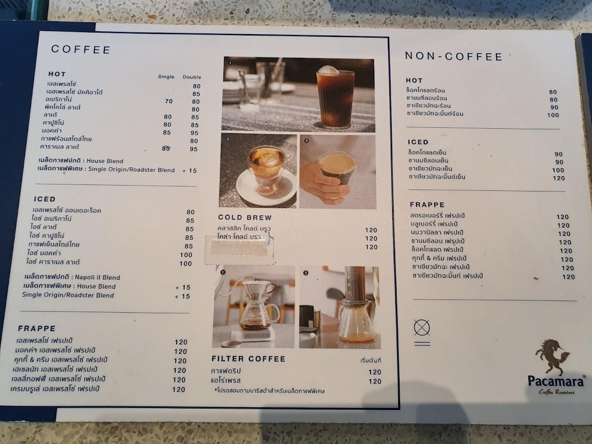 Menu at Pacamara Coffee Roaster Velaa Sindhorn Village cafe, Bangkok