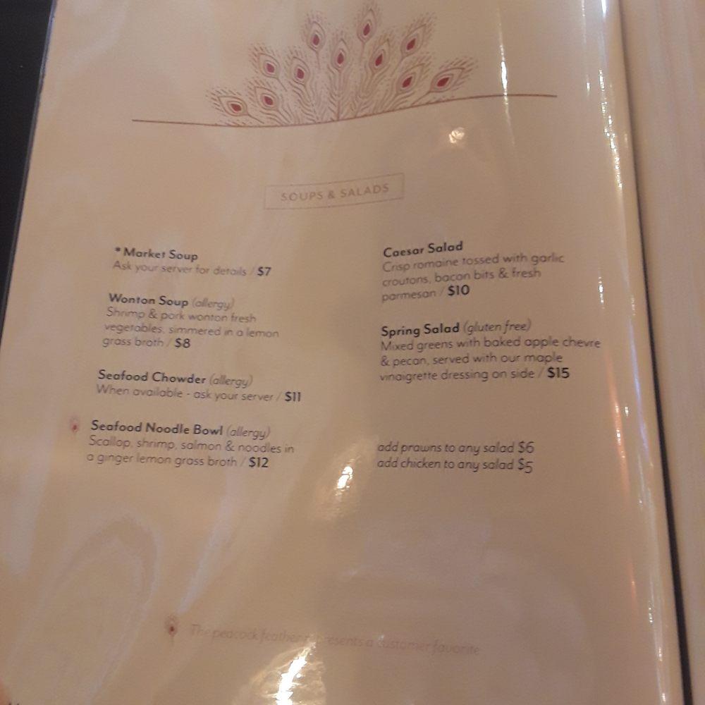 Menu at Thandi restaurant, Saint John