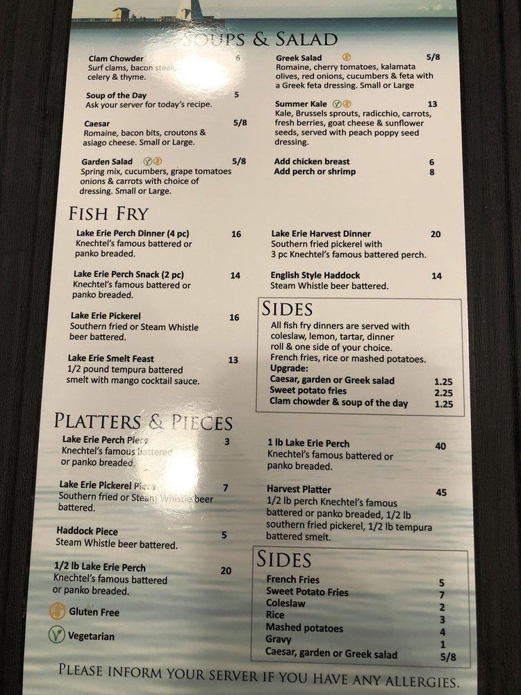 Menu at The Beach House steakhouse, Port Dover