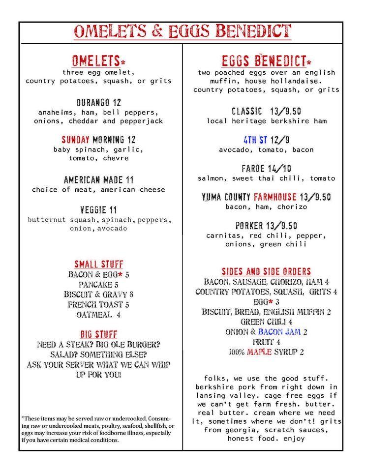 Menu at 4th & Main Downtown Grille pub & bar, Wray