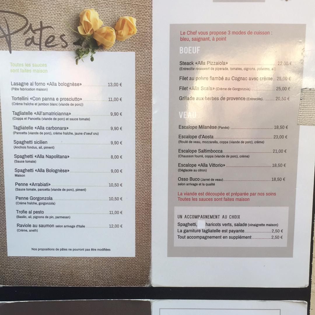 Menu at Chez Mario restaurant, Saint-Quentin, 1 Rue Renan