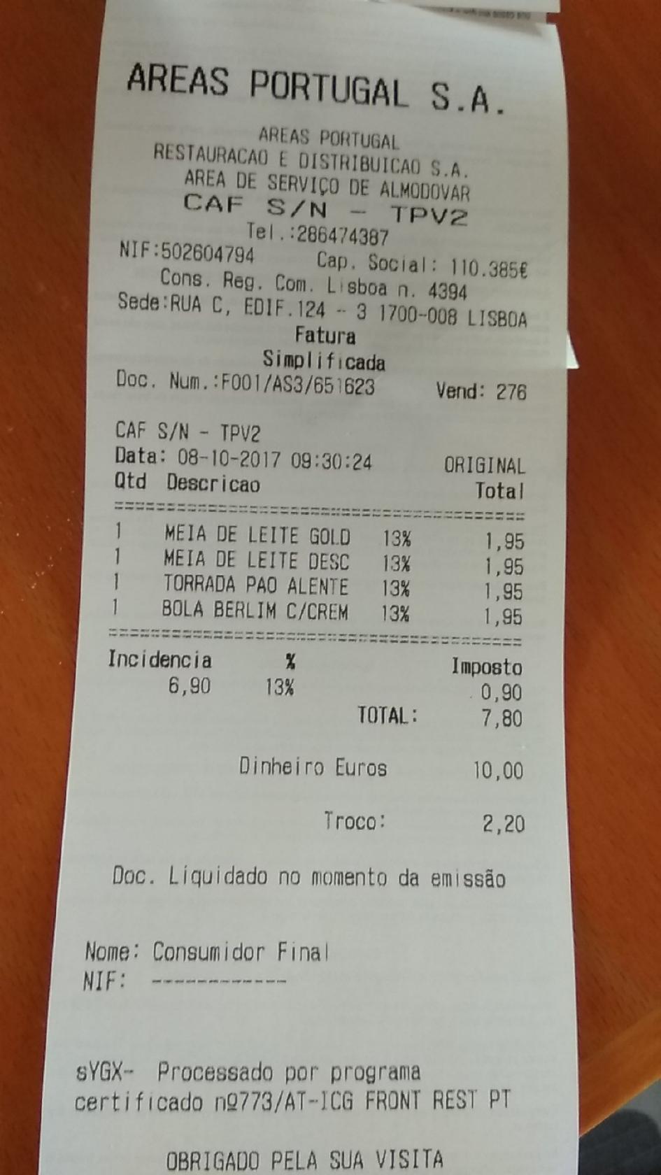 Menu at Colibri Almodôvar S/N restaurant, Portugal