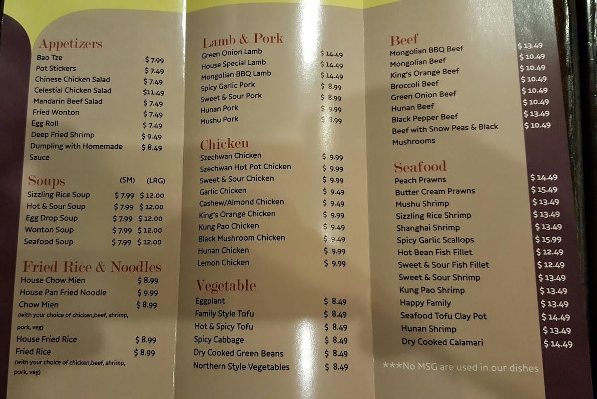 Menu at Hunan Chinese Restaurant, Fresno, N Cedar Ave Ste 104