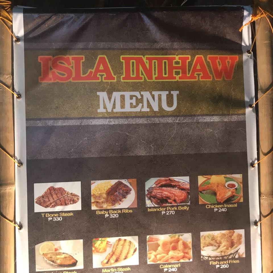 Menu at Isla Inihaw, Malay, station 2 boracay Philippines