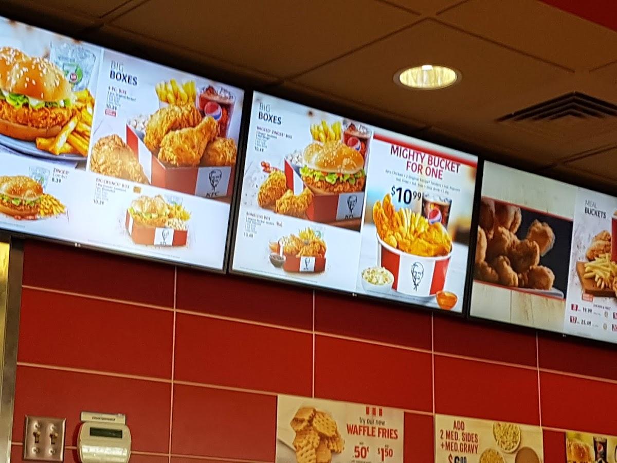 Menu at KFC fast food, Saskatoon, 8 St E