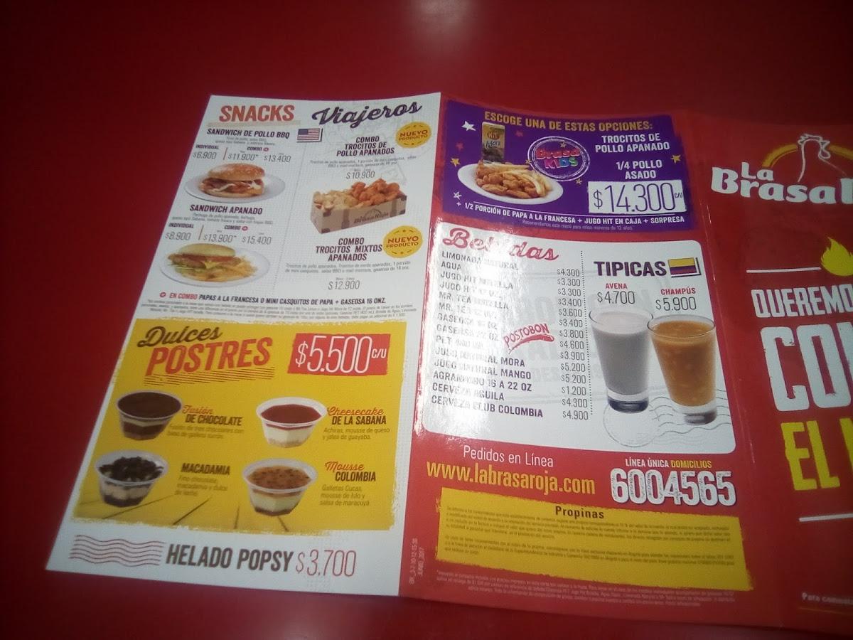 Carta del restaurante La Brasa Roja – Centro, Bogotá