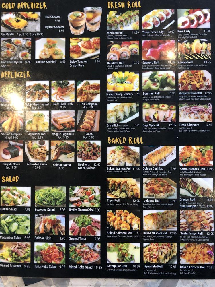Menu at Sushi Times restaurant, Riverside