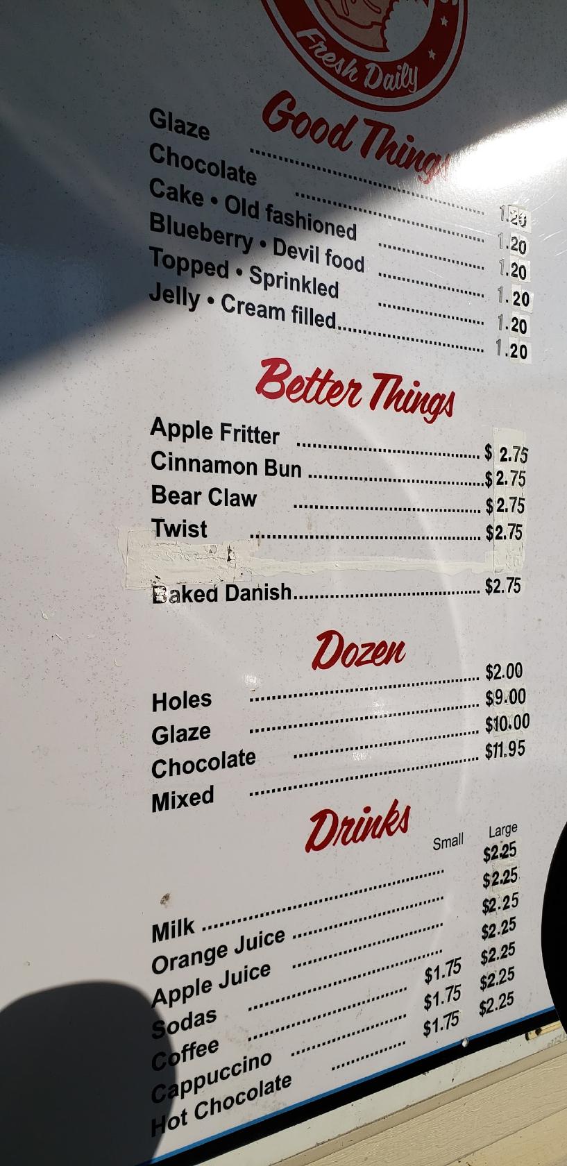 Menu at Good Things Donuts Inc restaurant, Crestview, 318 S Ferdon Blvd