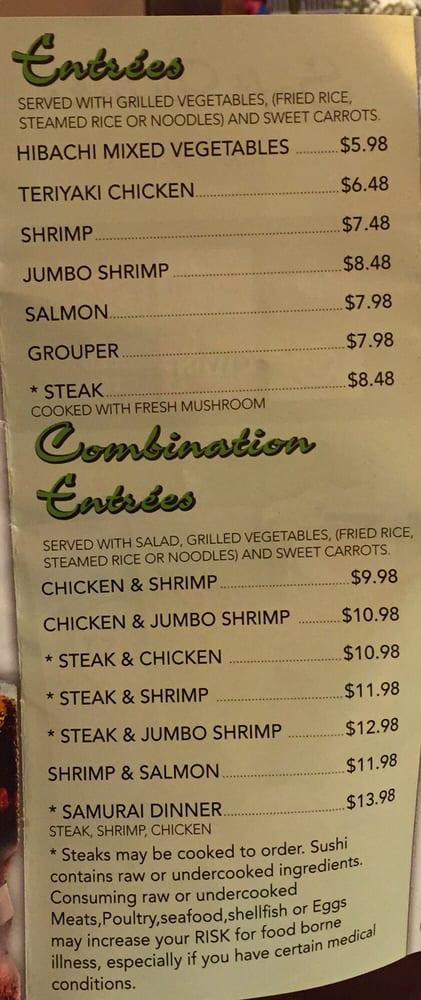 Menu at Kaze Japanese Grill restaurant, Walkertown