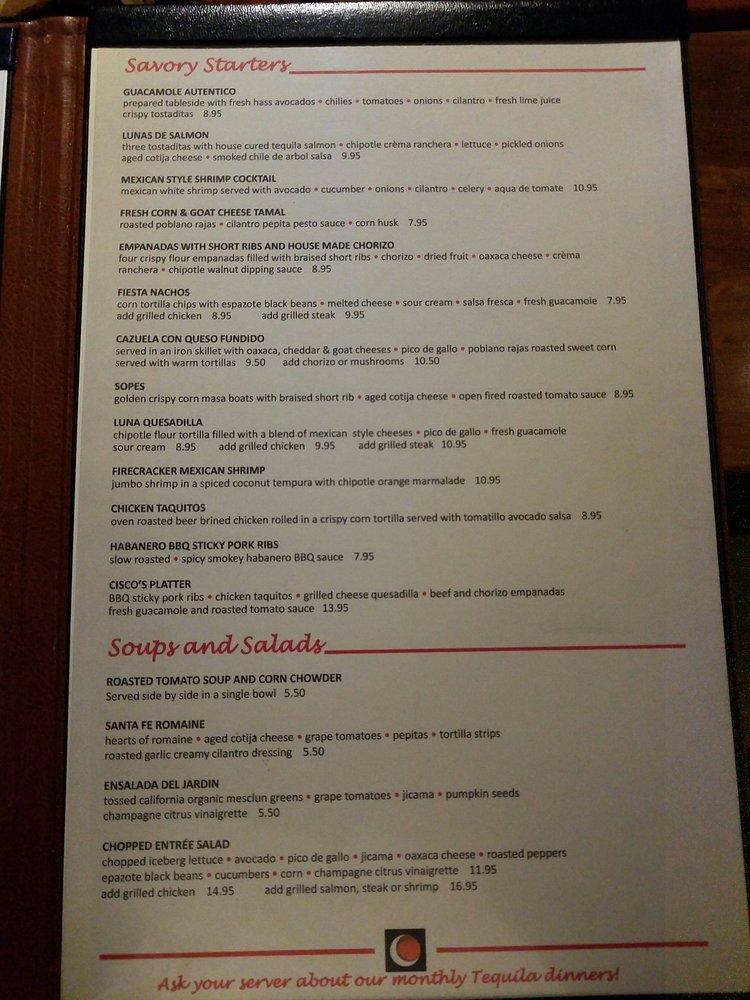 Menu at Luna Modern Mexican Kitchen restaurant, Rancho Cucamonga
