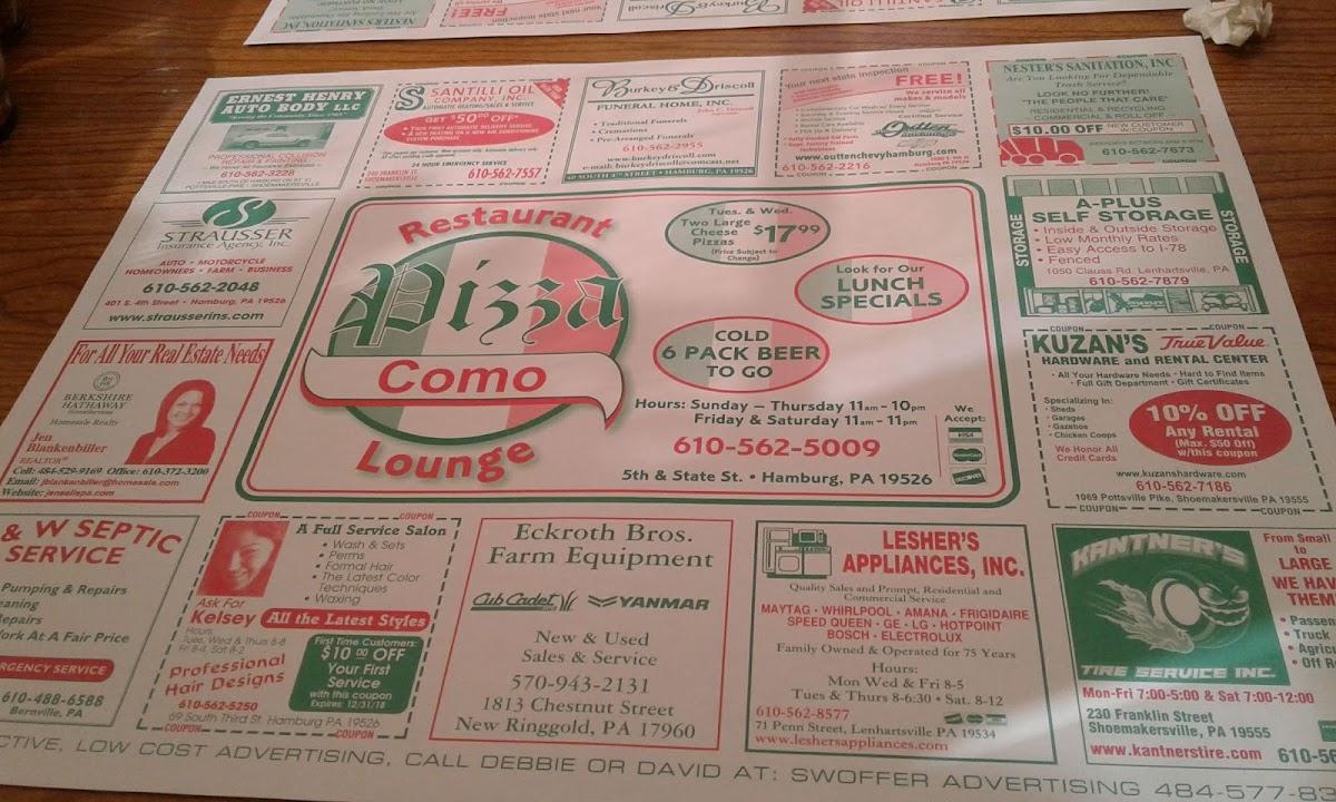 Menu at Pizza Como pizzeria, Hamburg