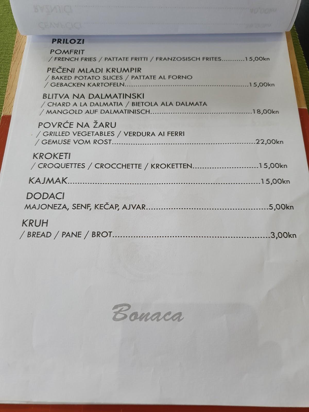 Menu at Restoran Bonaca restaurant, Rubeši