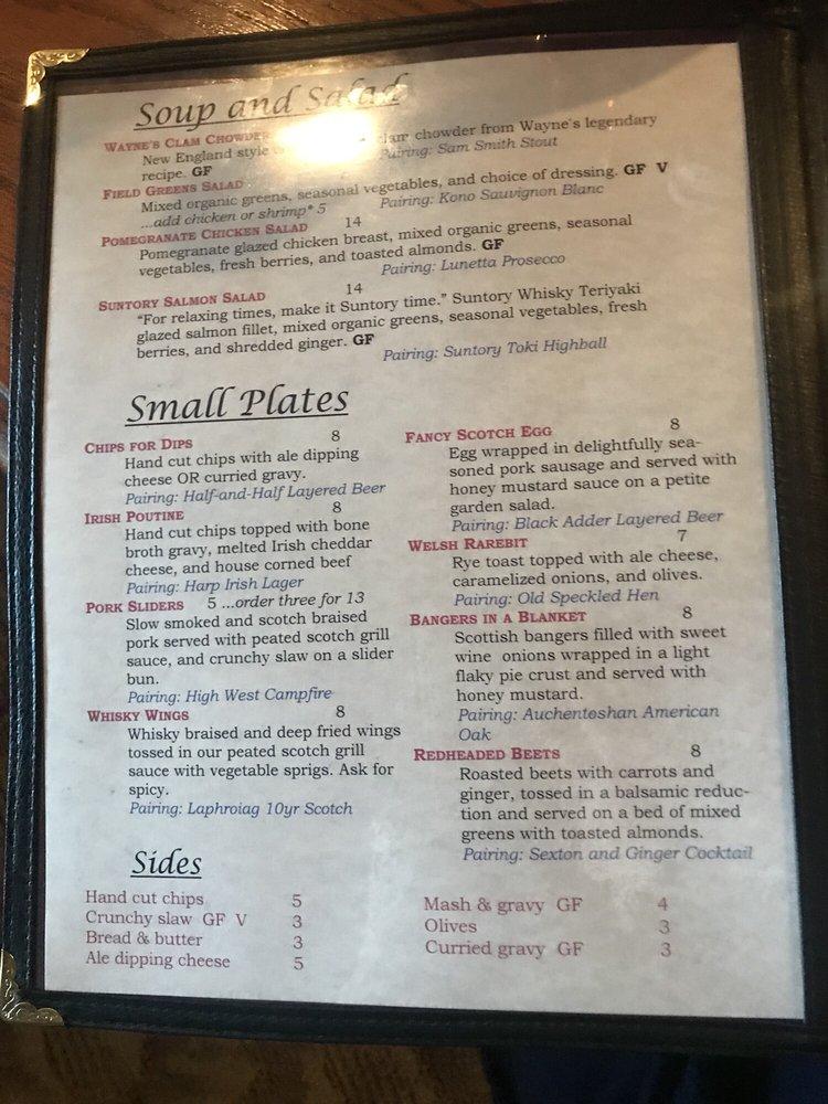 Menu at The Burns Pub & Restaurant, Broomfield