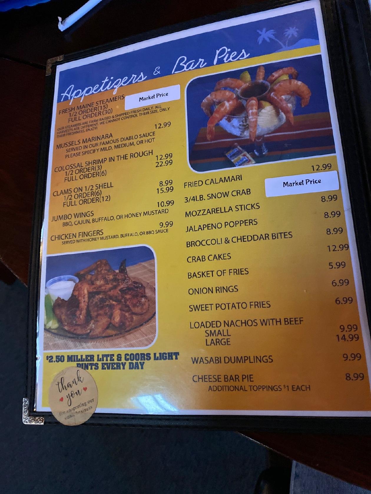 Menu at The Rock Cafe, Keyport