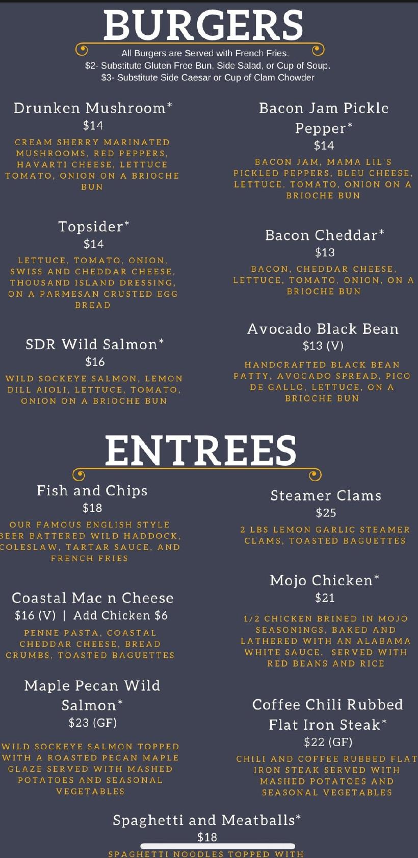Menu at Topside Bar & Grill, Steilacoom
