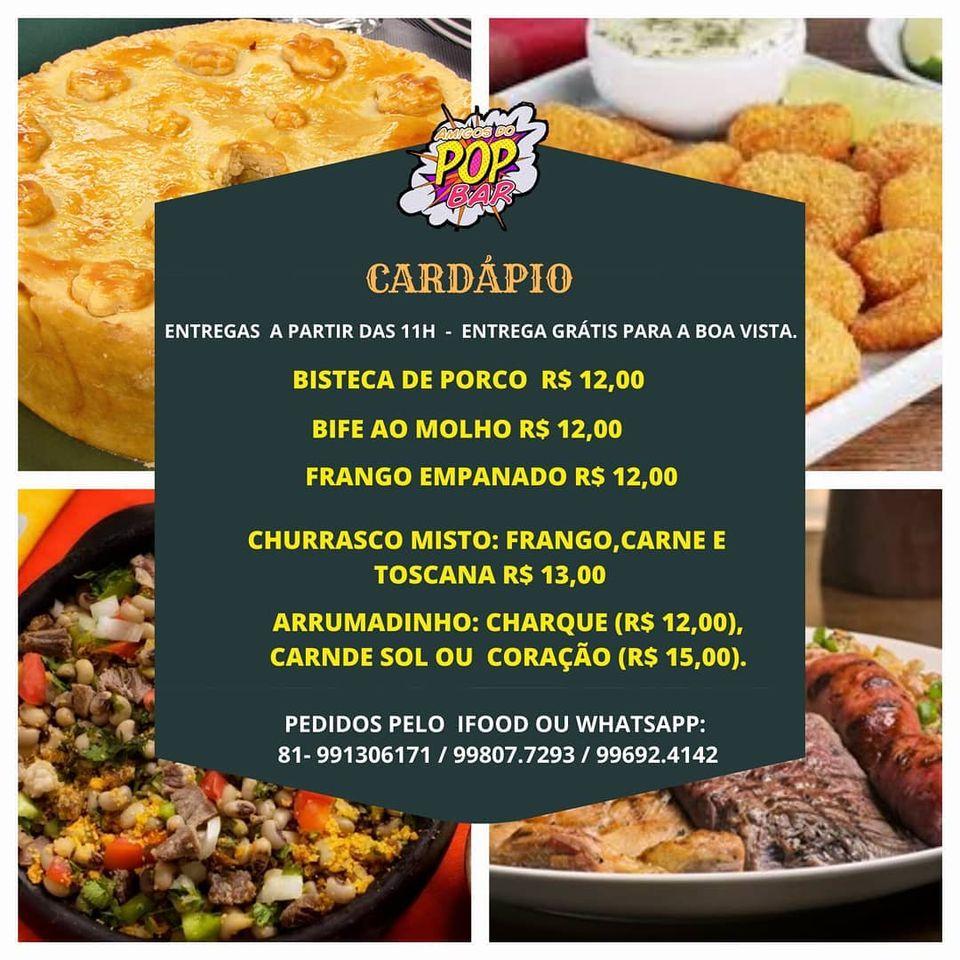 Menu at Pop House Bar, Recife