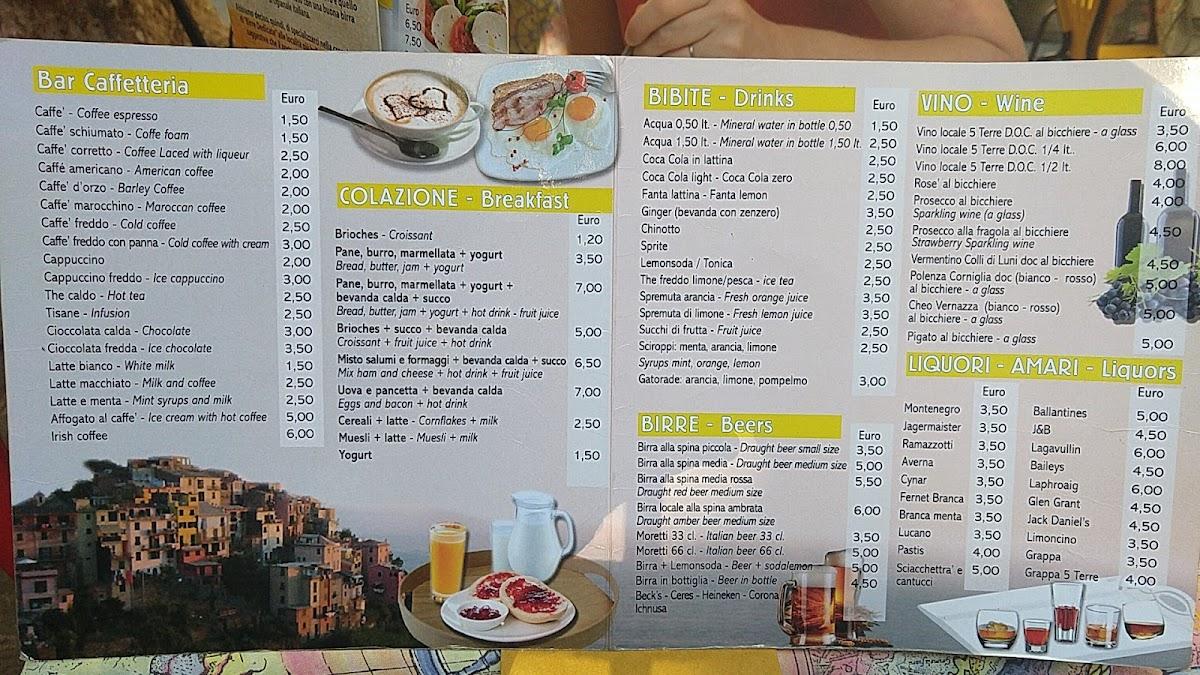 Menu da Bar Nunzio "LE GABBIE", Corniglia, Via Fieschi