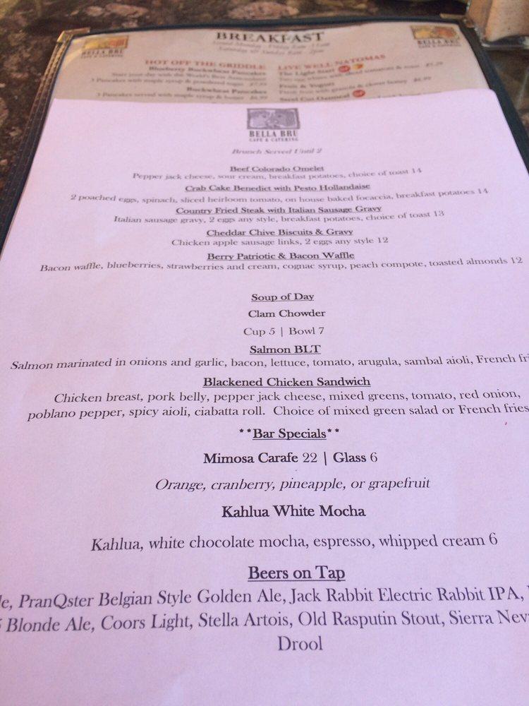 Menu at Bella Bru Cafe, Sacramento, Natomas Blvd Suite 100