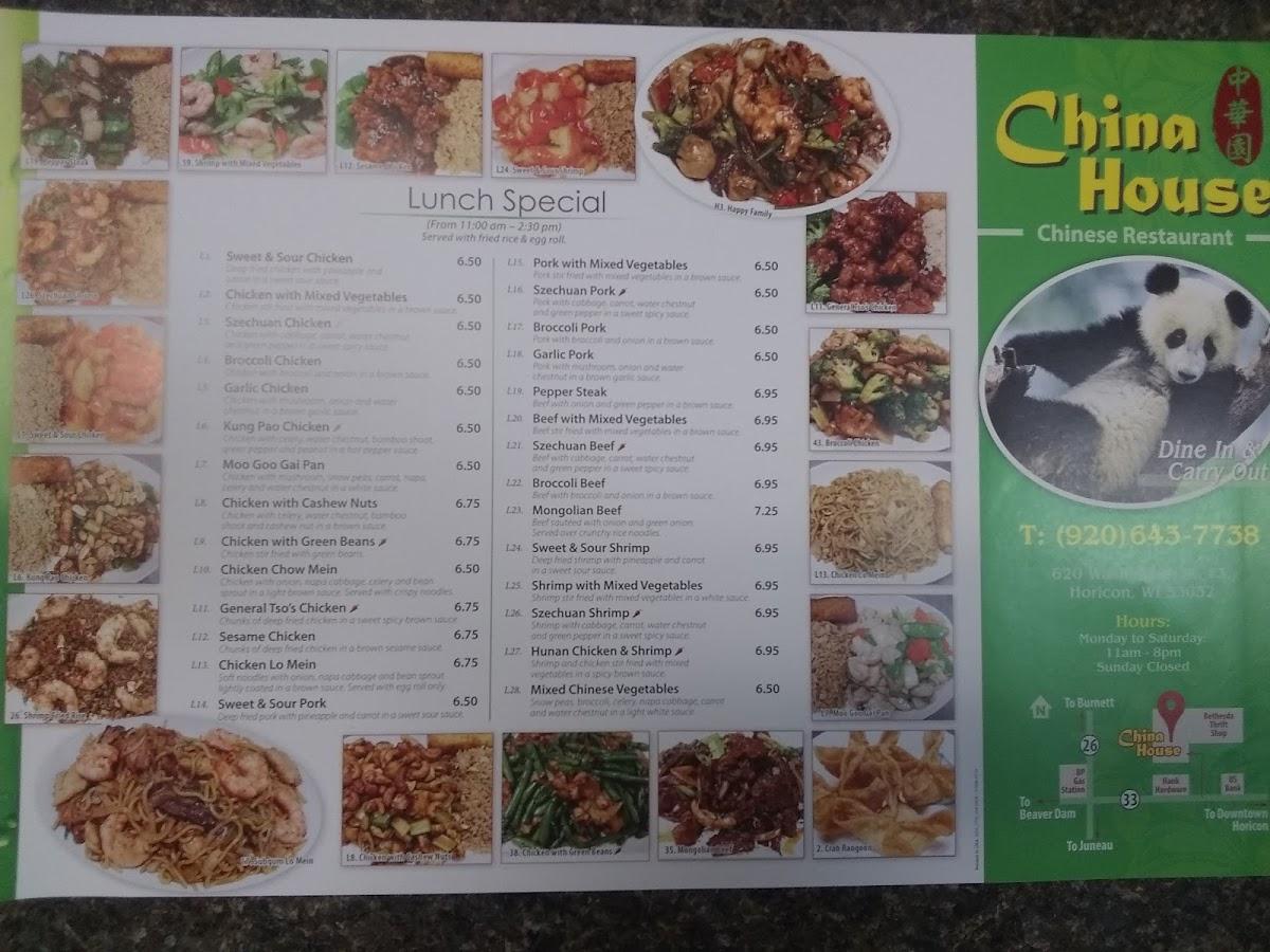 Menu at CHINA HOUSE restaurant, Horicon