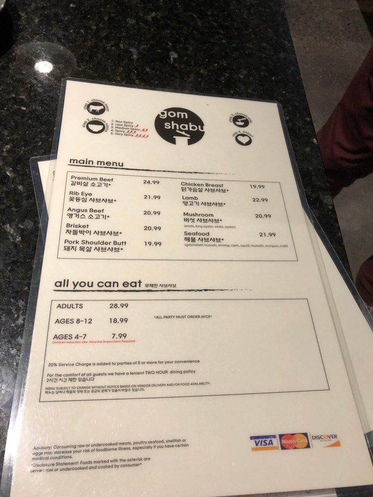 Menu at Gom Shabu Shabu - Annandale restaurant, Annandale