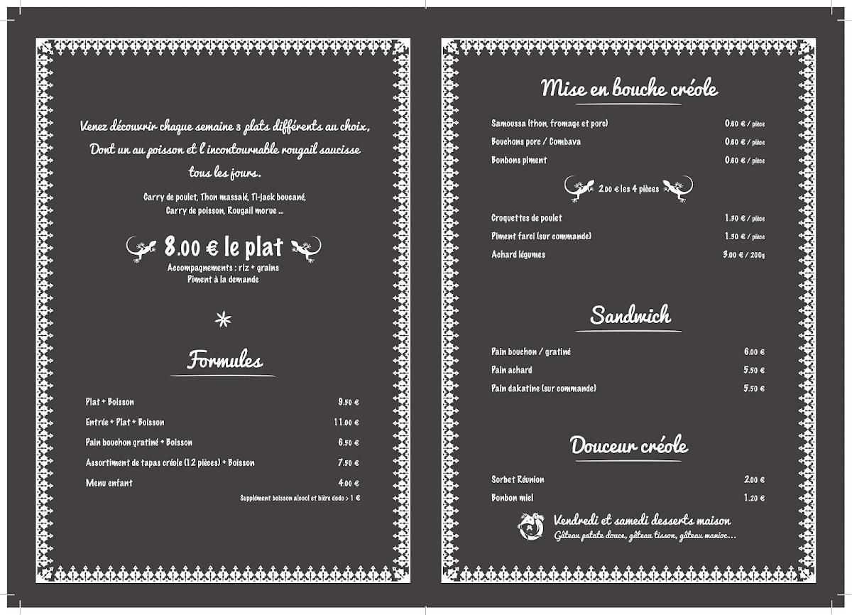 Menu at Goût A Lu (Réunionnais) restaurant, Toulon