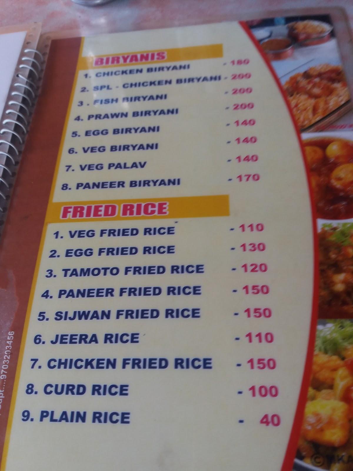Menu at Malgudi Mayuri Family Restaurant., Siddipet