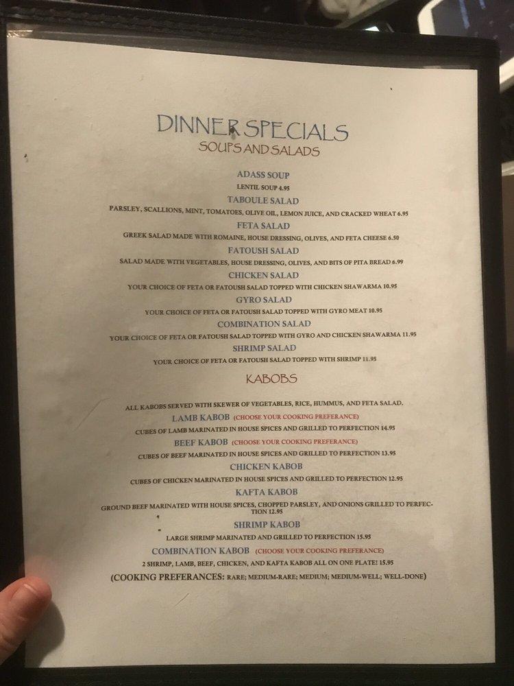 Menu at Olympus restaurant, New Iberia