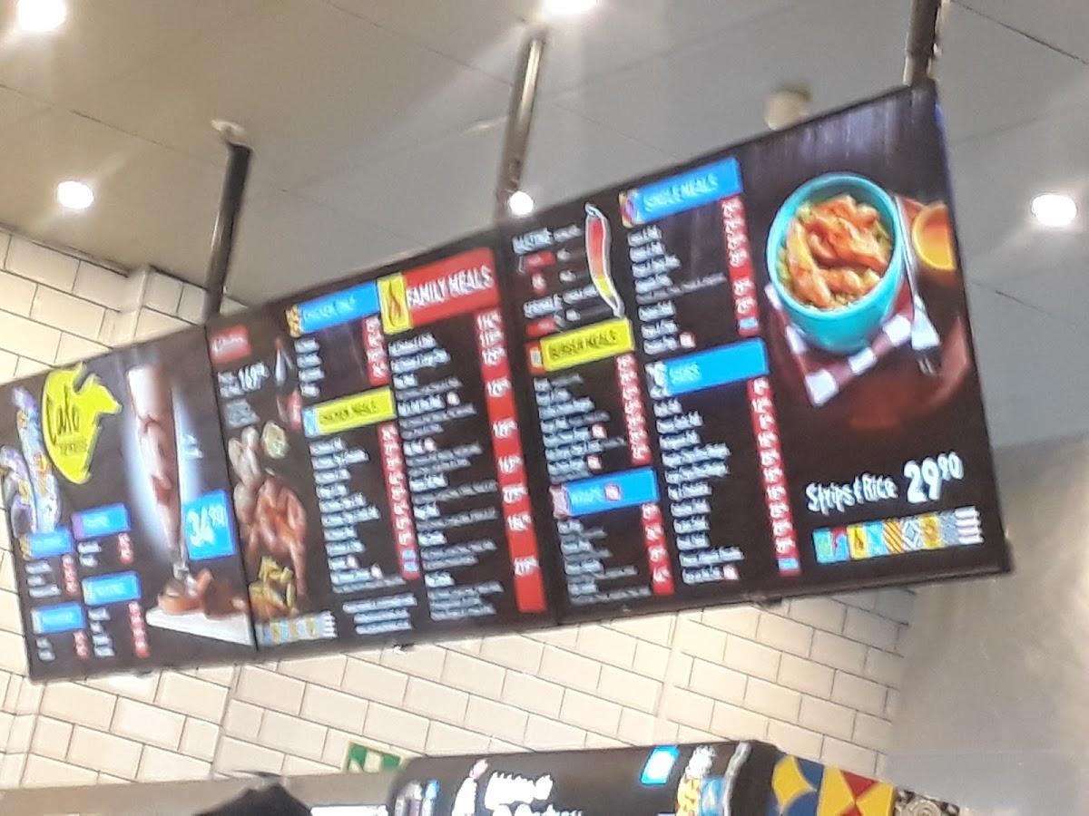 Menu at Pedros Pan Africa restaurant, Alexandra