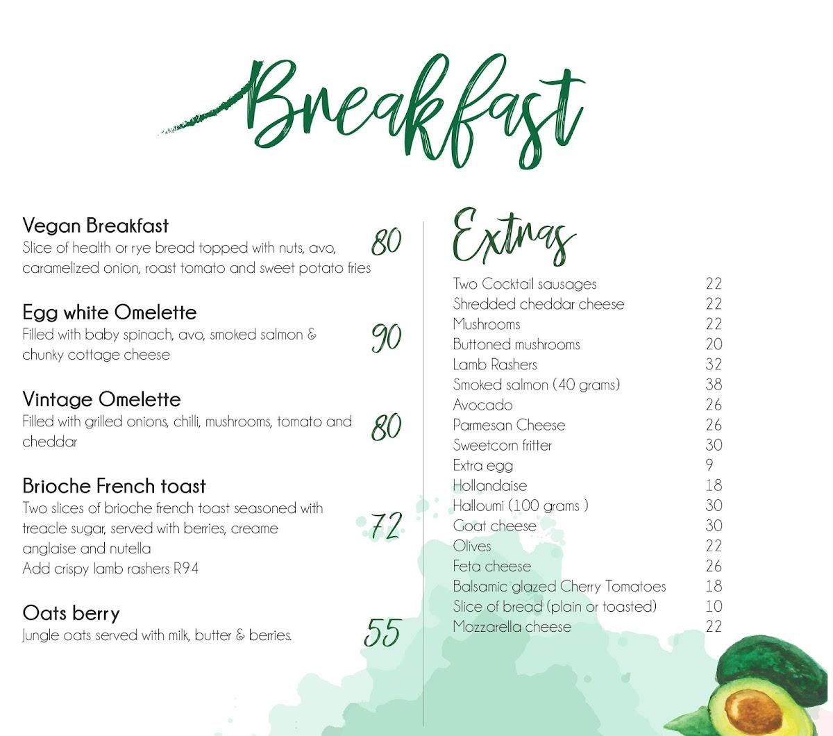 Menu at Antique Cafe, Durban, 91 Churchill Rd